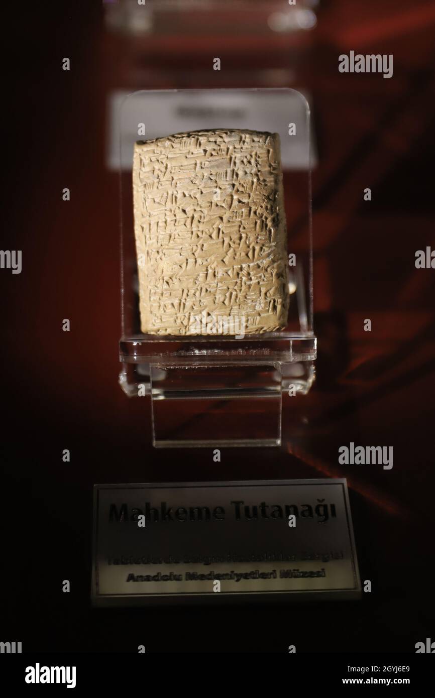 Old clay tablet in Museum of Anatolian Civilizations, Ankara City ...