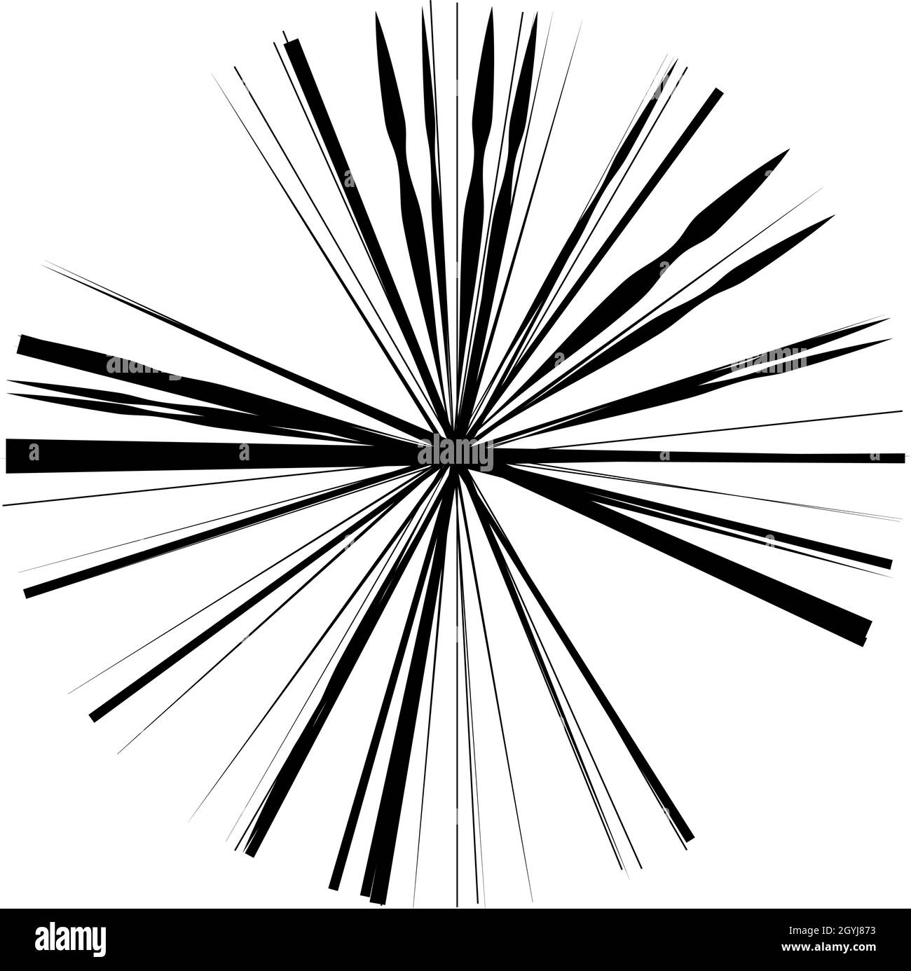 Radial, radiating lines, stripes abstract circular element. Rays, beams ...