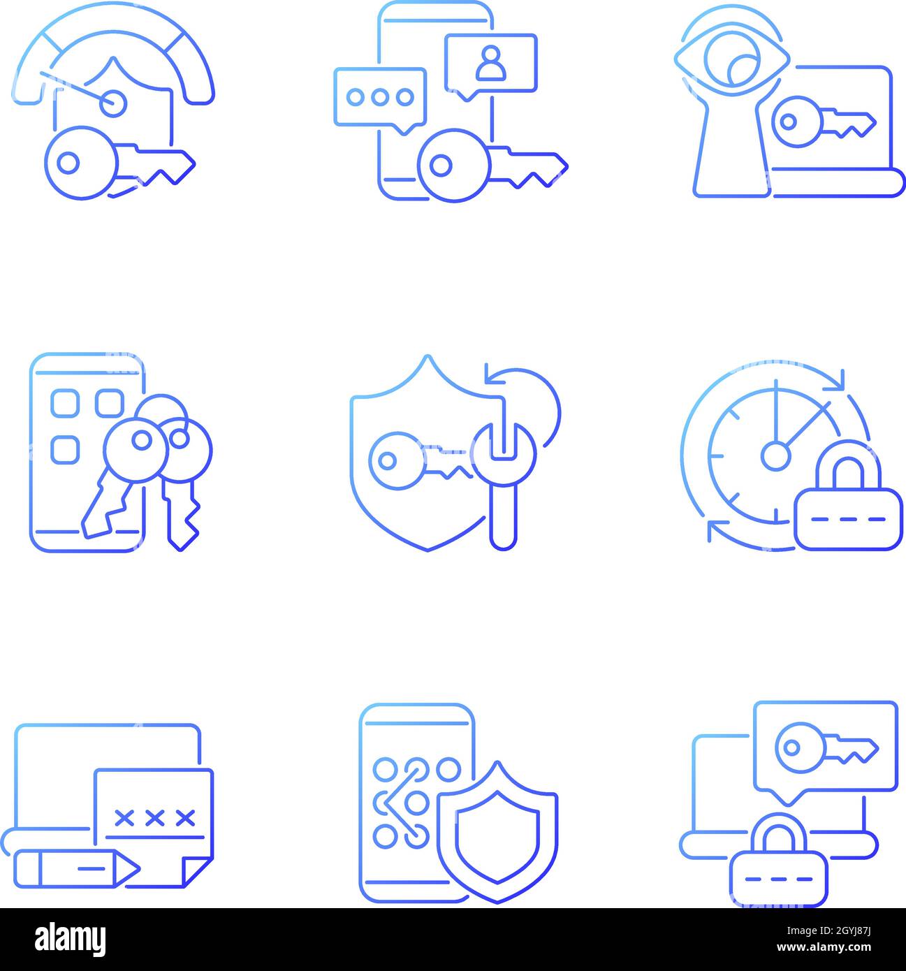 Password Requirements Gradient Linear Vector Icons Set Stock Vector