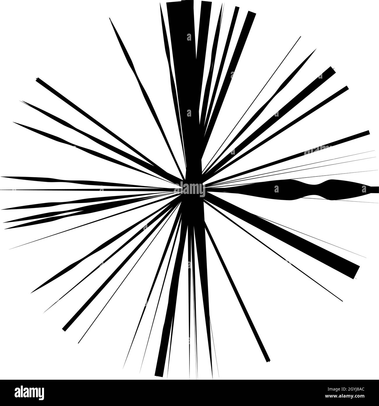 Radial, radiating lines, stripes abstract circular element. Rays, beams ...