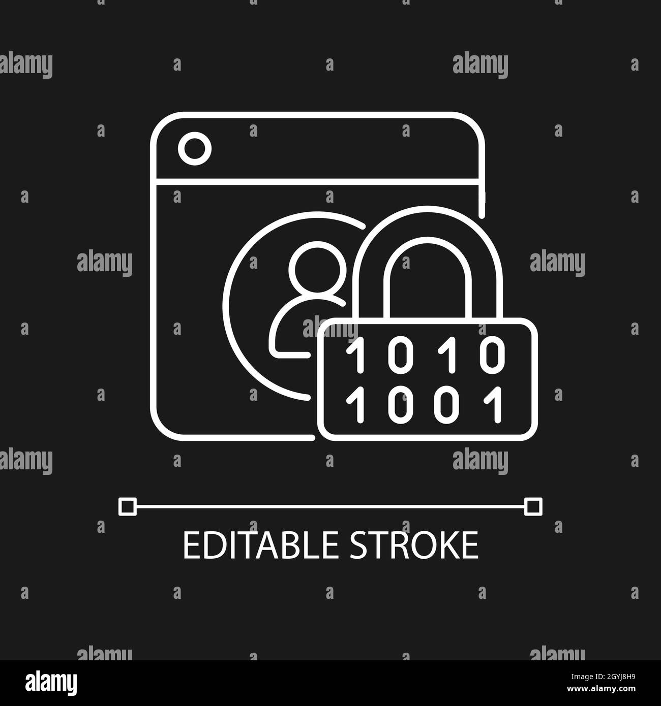 Password encryption white linear icon for dark theme Stock Vector Image ...