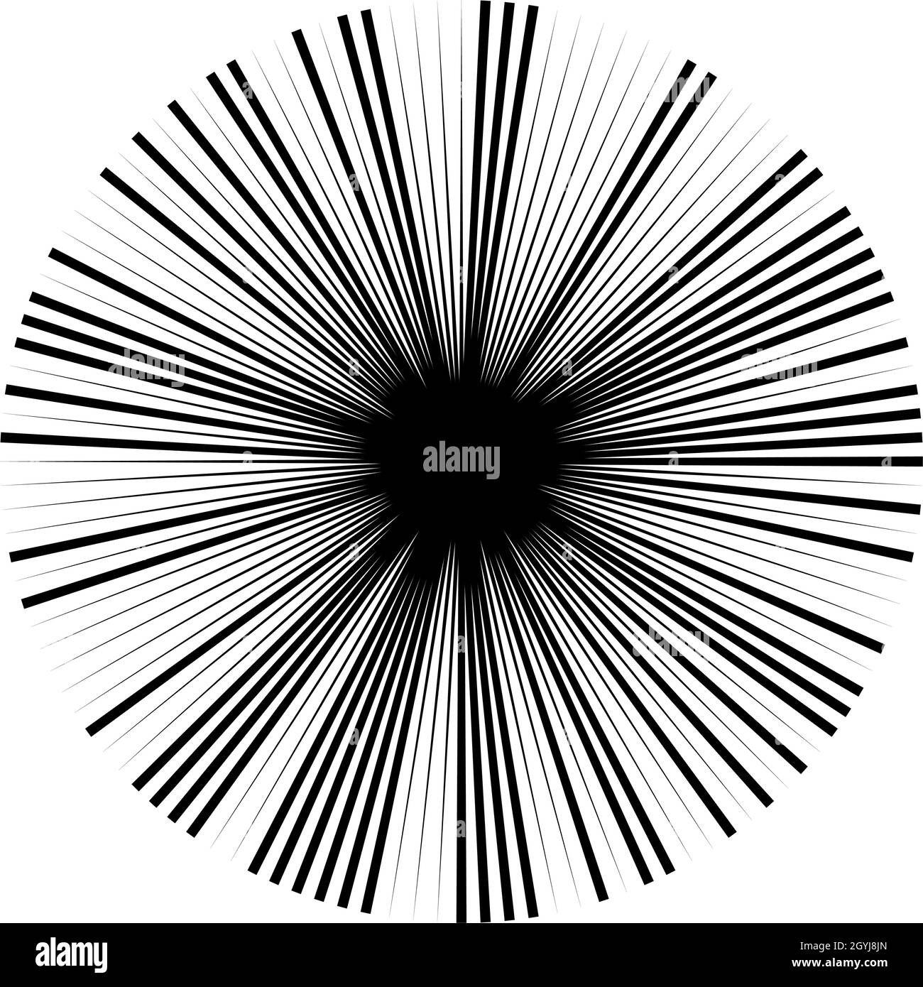 Radial, radiating lines, stripes abstract circular element. Rays, beams ...
