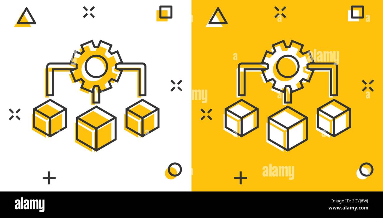Api technology icon in comic style. Algorithm cartoon vector ...