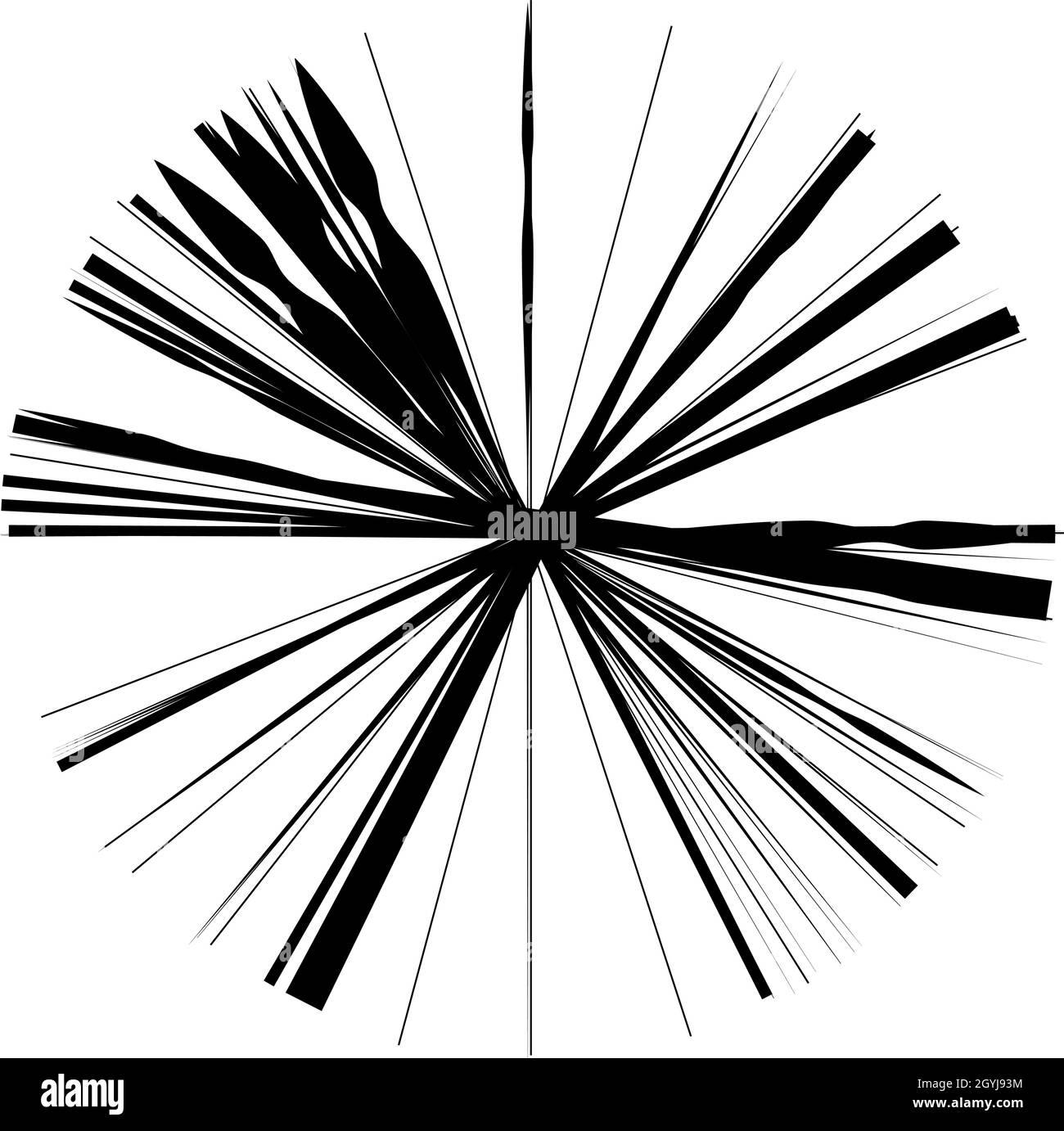 Radial, radiating lines, stripes abstract circular element. Rays, beams ...