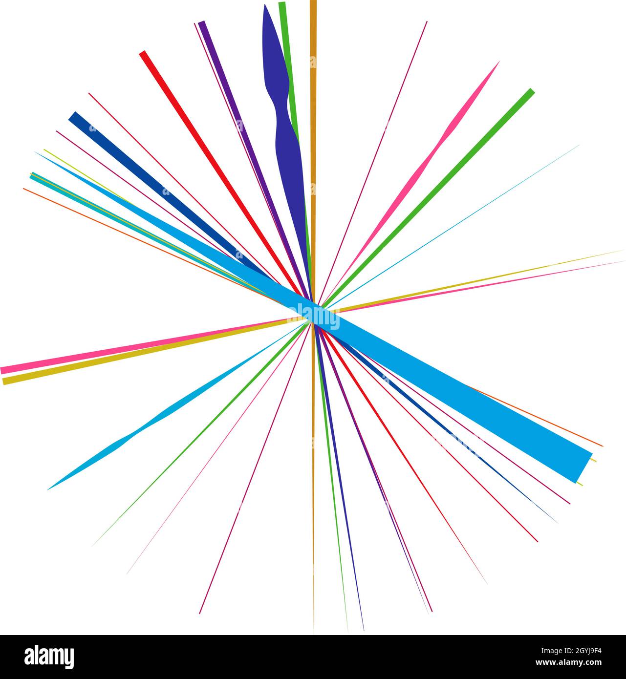 Radial, radiating lines, stripes abstract circular element. Rays, beams ...