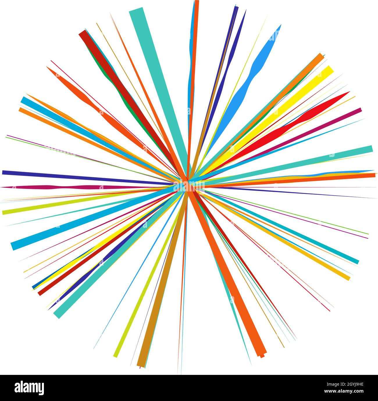 Radial, radiating lines, stripes abstract circular element. Rays, beams ...
