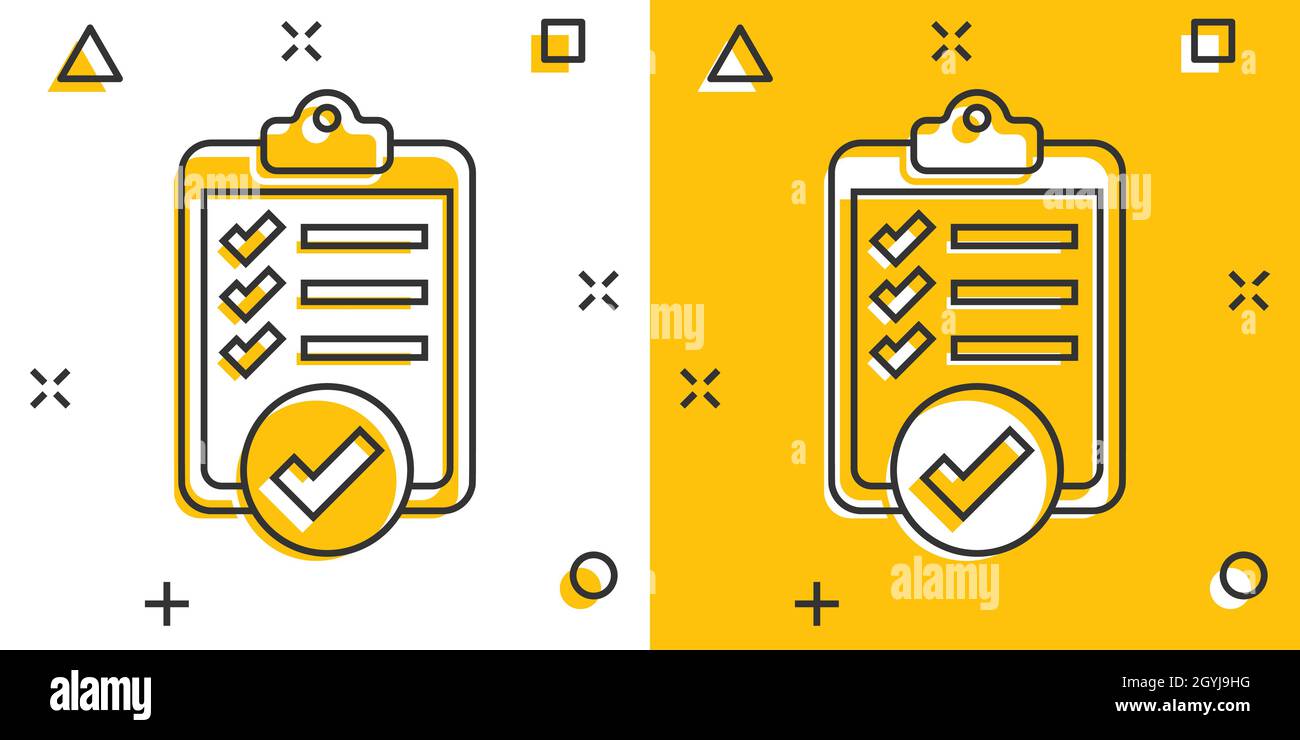To do list icon in comic style. Document checklist cartoon vector ...