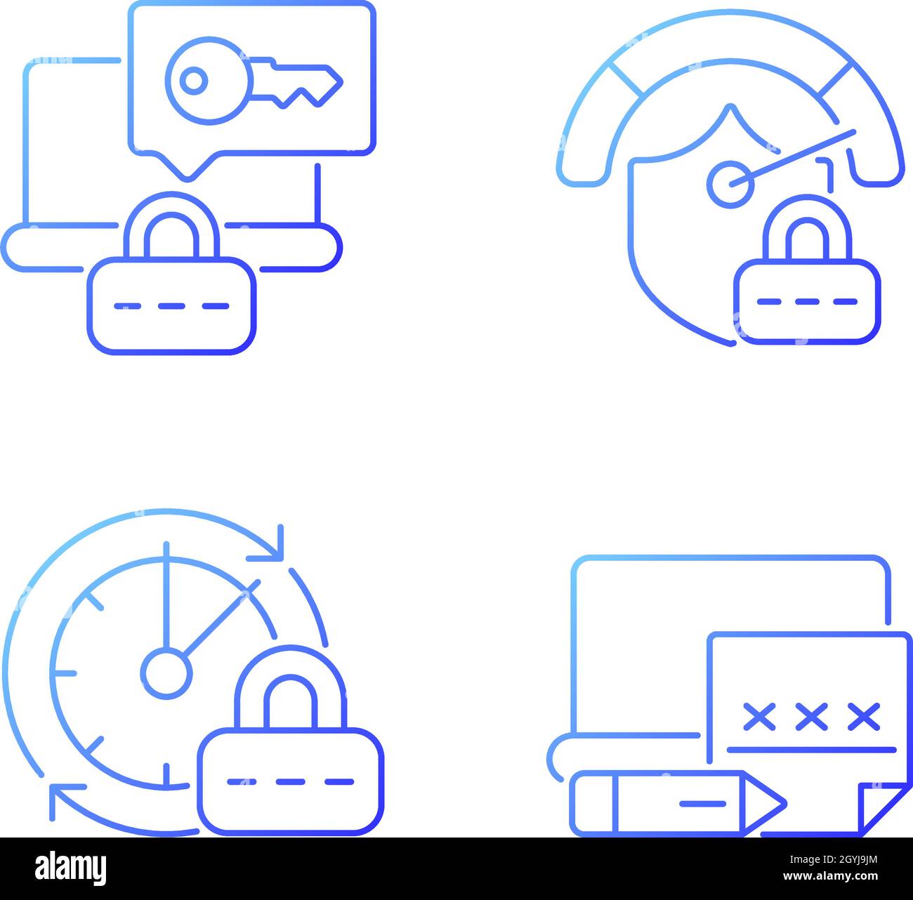 Laptop Passwords Gradient Linear Vector Icons Set Stock Vector Image And Art Alamy