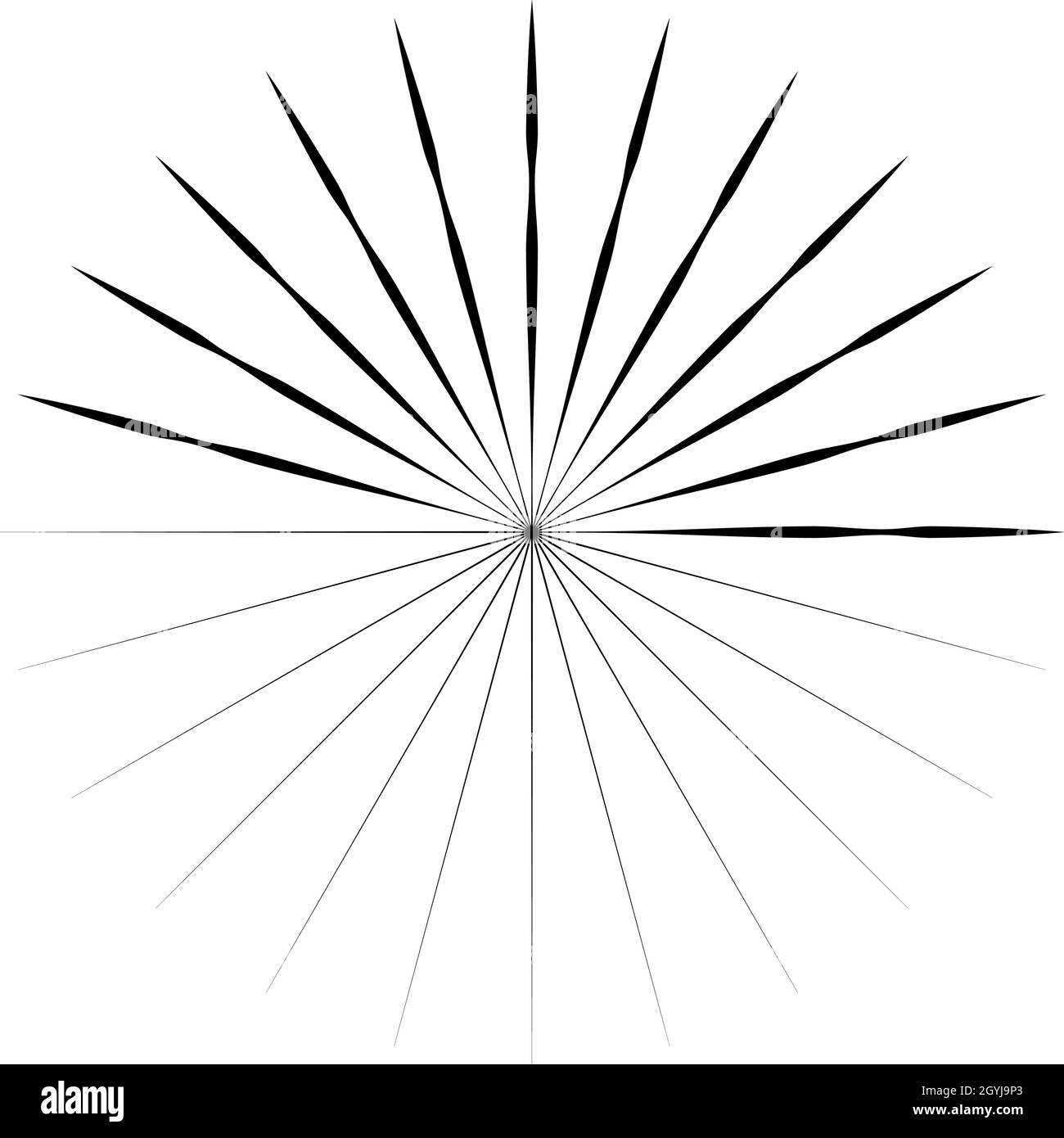 Radial, radiating lines, stripes abstract circular element. Rays, beams ...