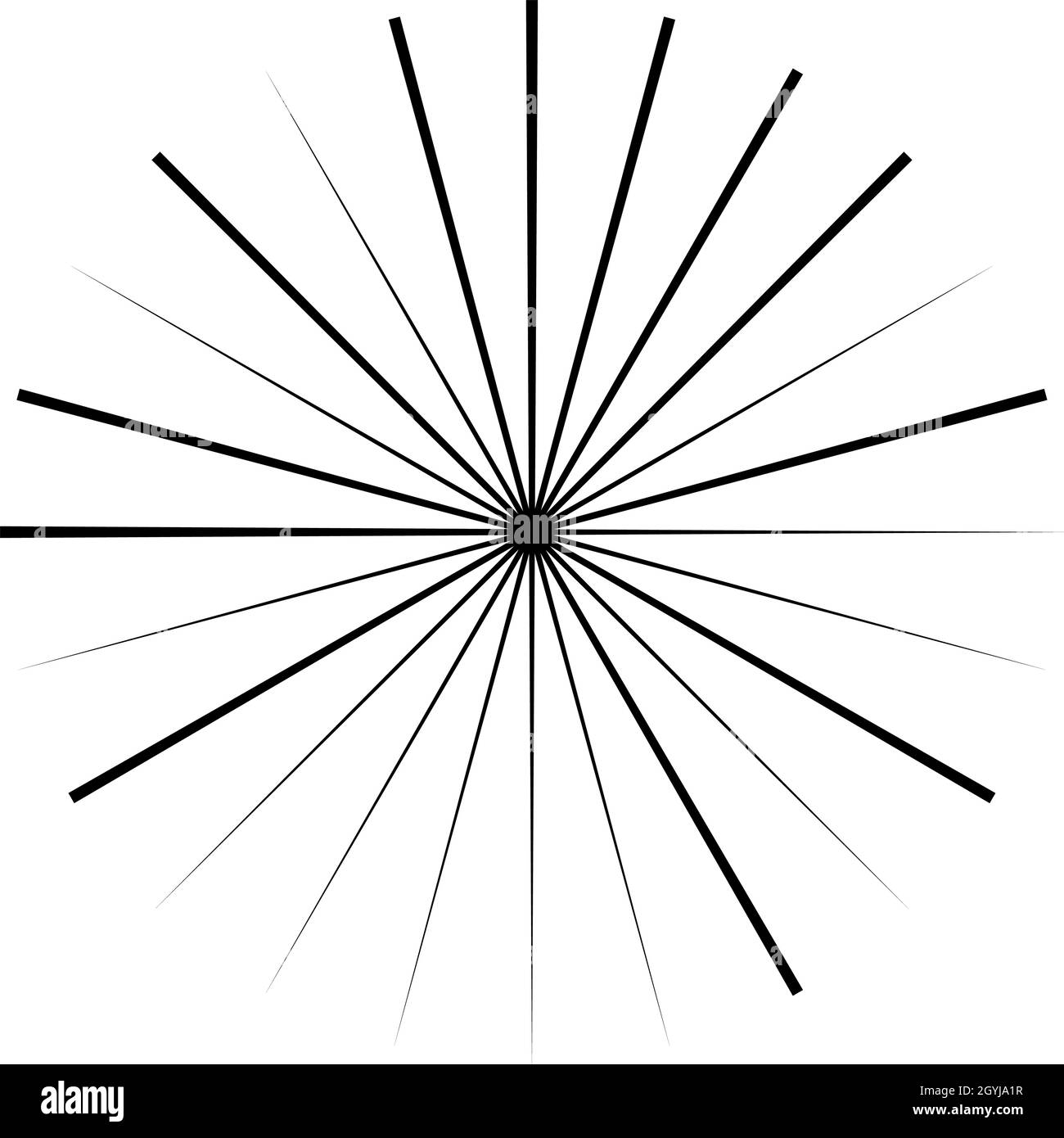 Radial, radiating lines, stripes abstract circular element. Rays, beams ...