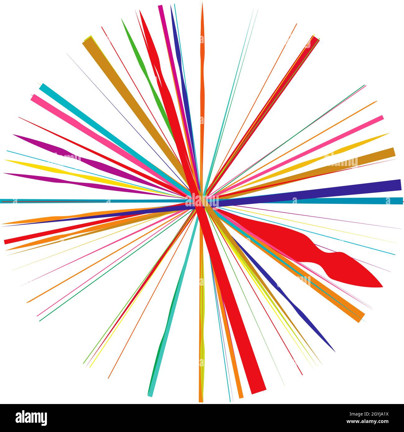 Radial, radiating lines, stripes abstract circular element. Rays, beams ...