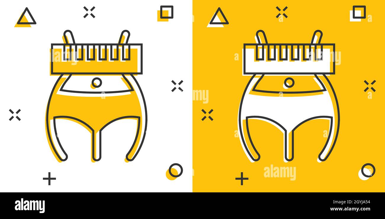 Weight loss icon in comic style. Belly cartoon vector illustration on ...