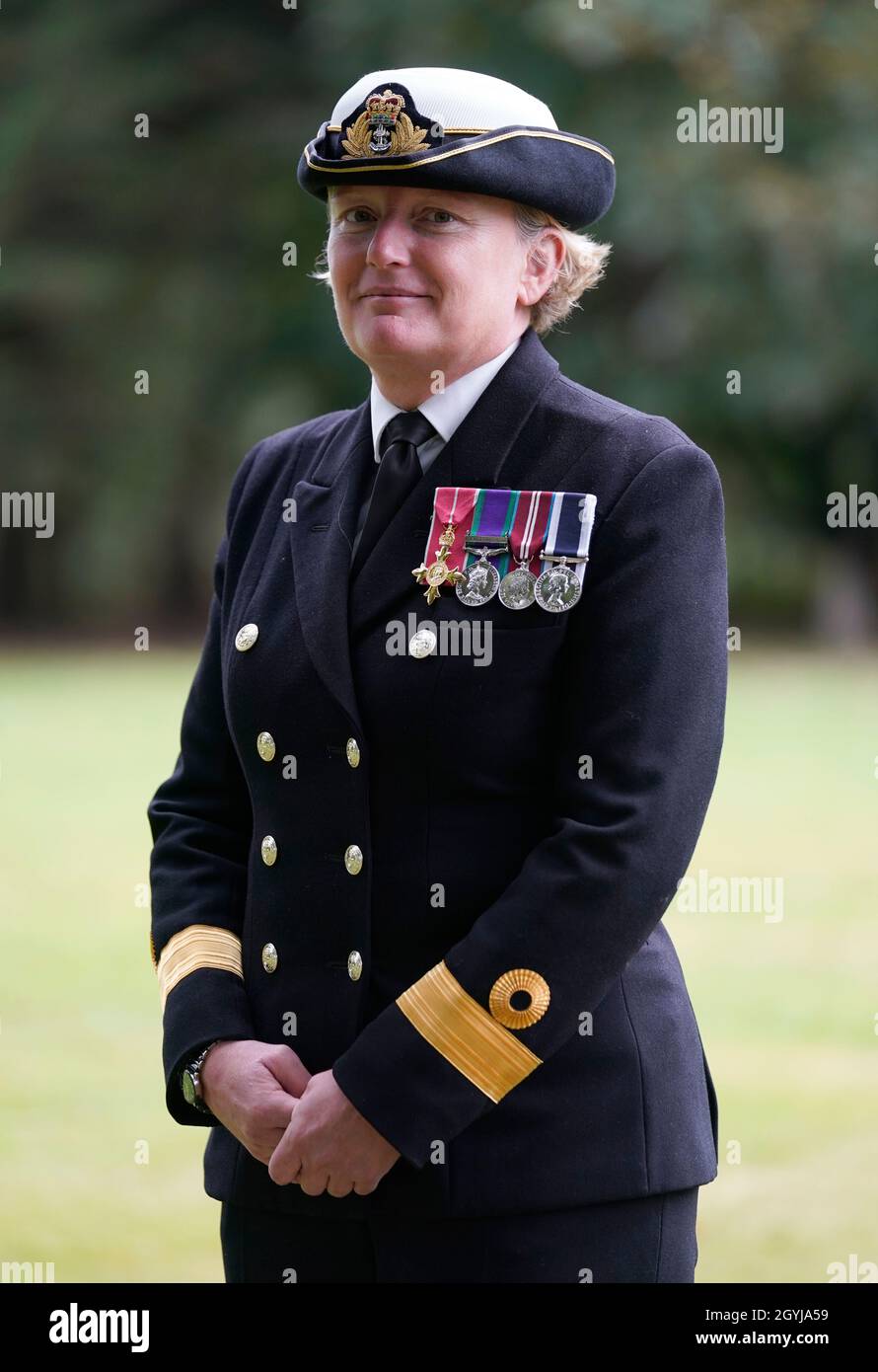 Royal Navy Commodore Judith 'Jude' Terry during a ceremony at the Pear at Parley in Ferndown ...