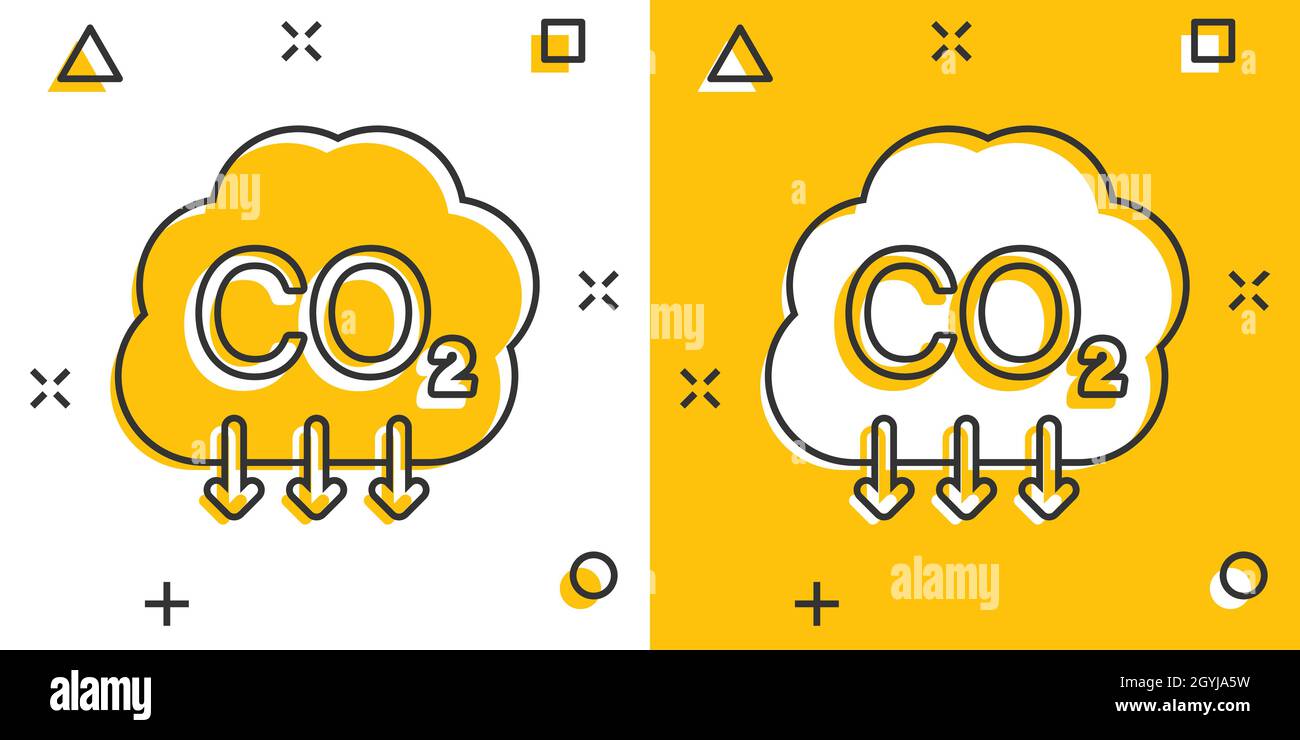 Co2 icon in comic style. Emission cartoon vector illustration on white ...