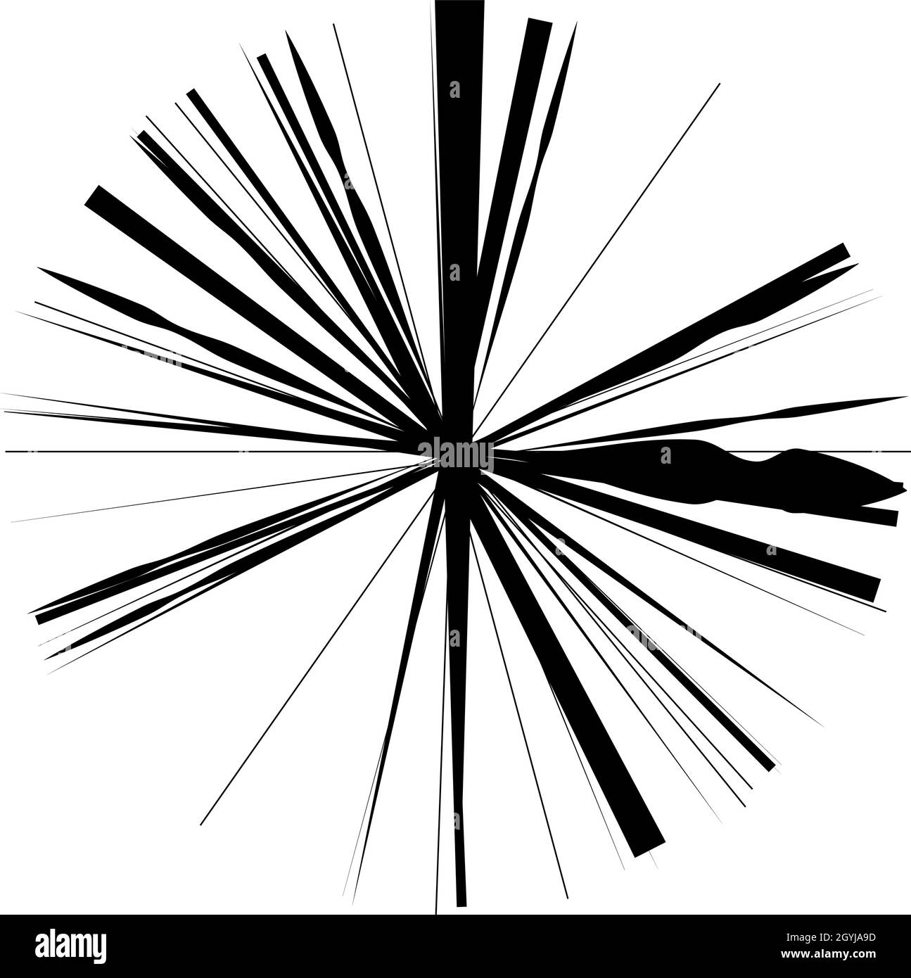 Radial, radiating lines, stripes abstract circular element. Rays, beams ...