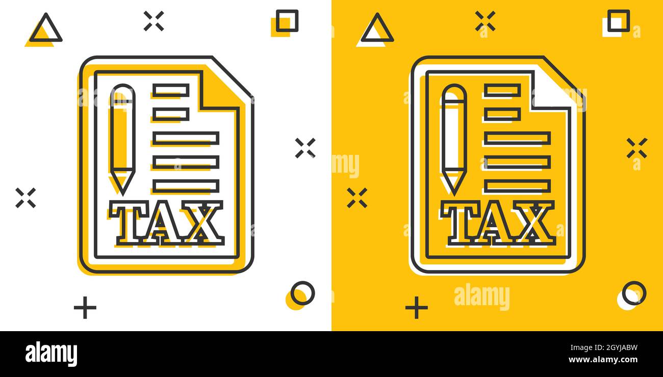 Tax payment icon in comic style. Budget invoice cartoon vector ...