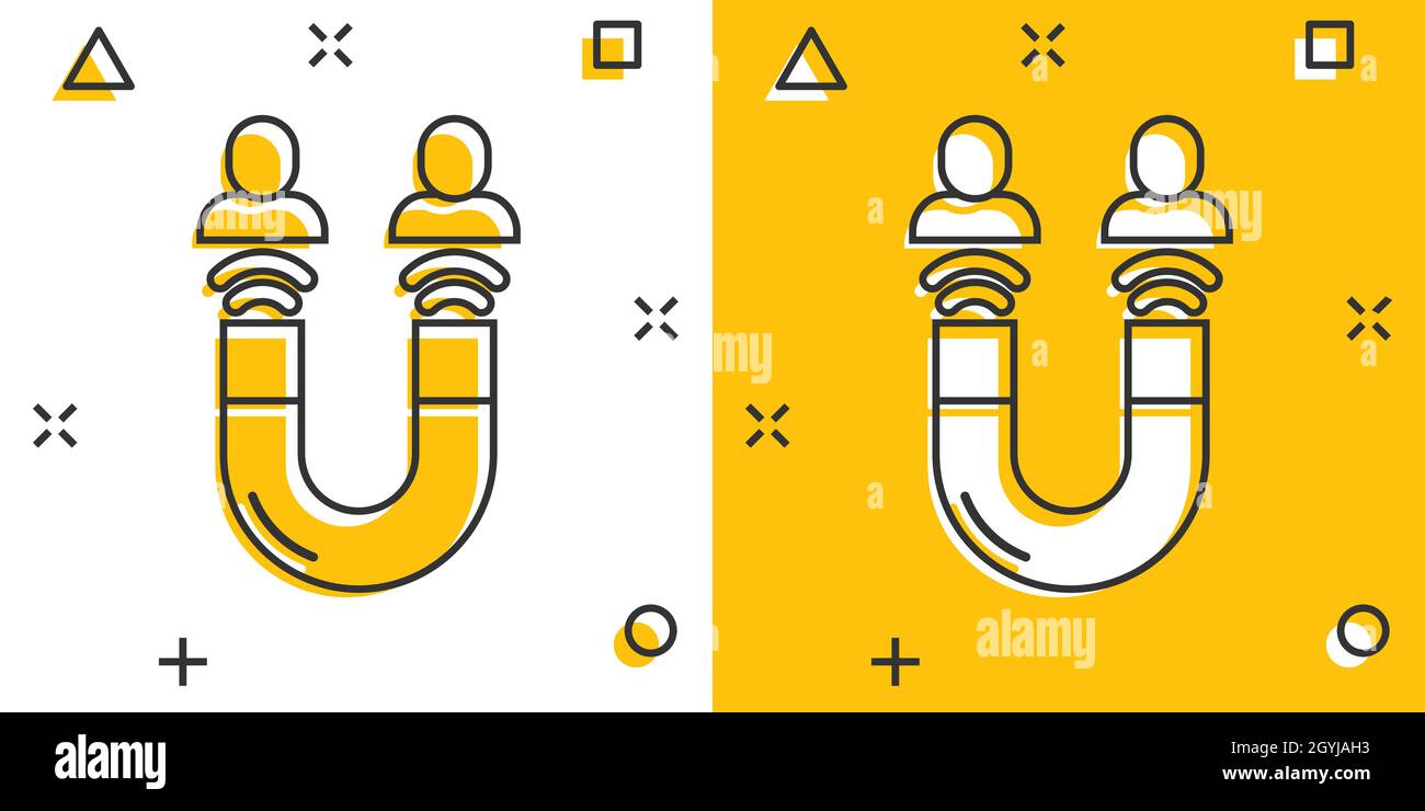 Lead conversion icon in comic style. Attract cartoon vector ...