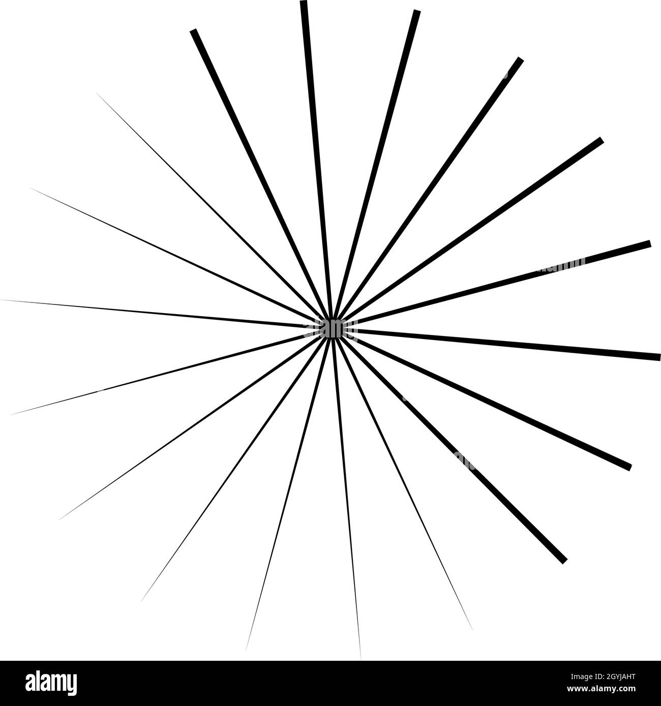 Radial, radiating lines, stripes abstract circular element. Rays, beams ...