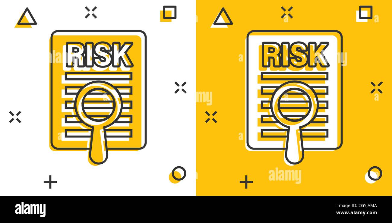 Risk level icon in comic style. Result cartoon vector illustration on ...