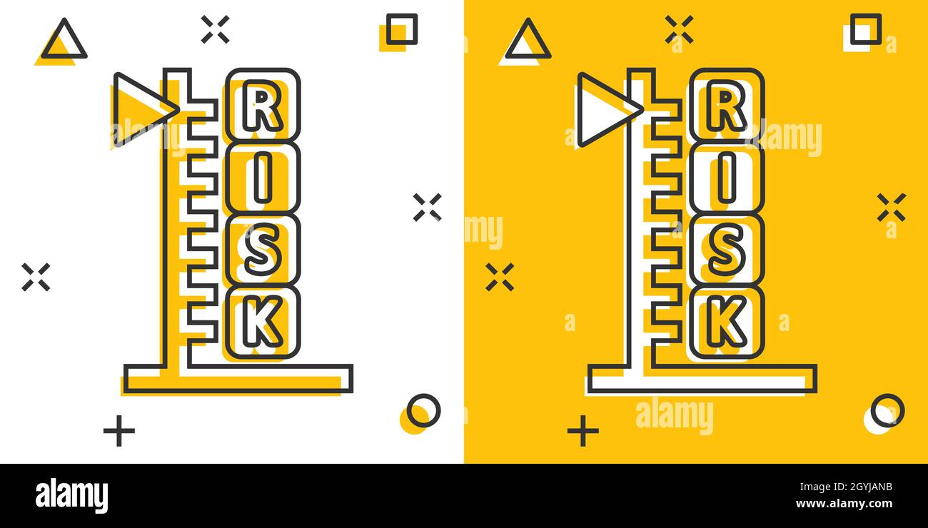 Risk level icon in comic style. Result cartoon vector illustration on ...