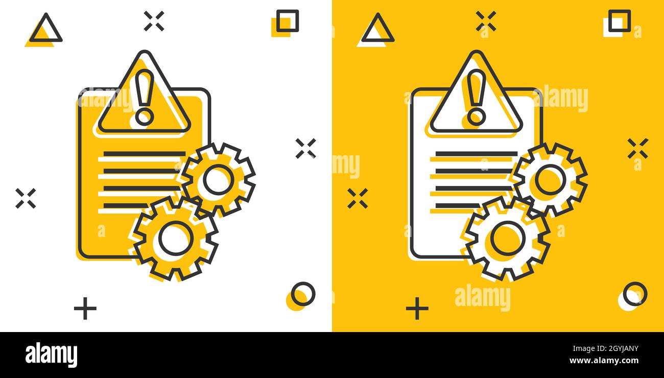 Document error icon in comic style. Broken report cartoon vector ...