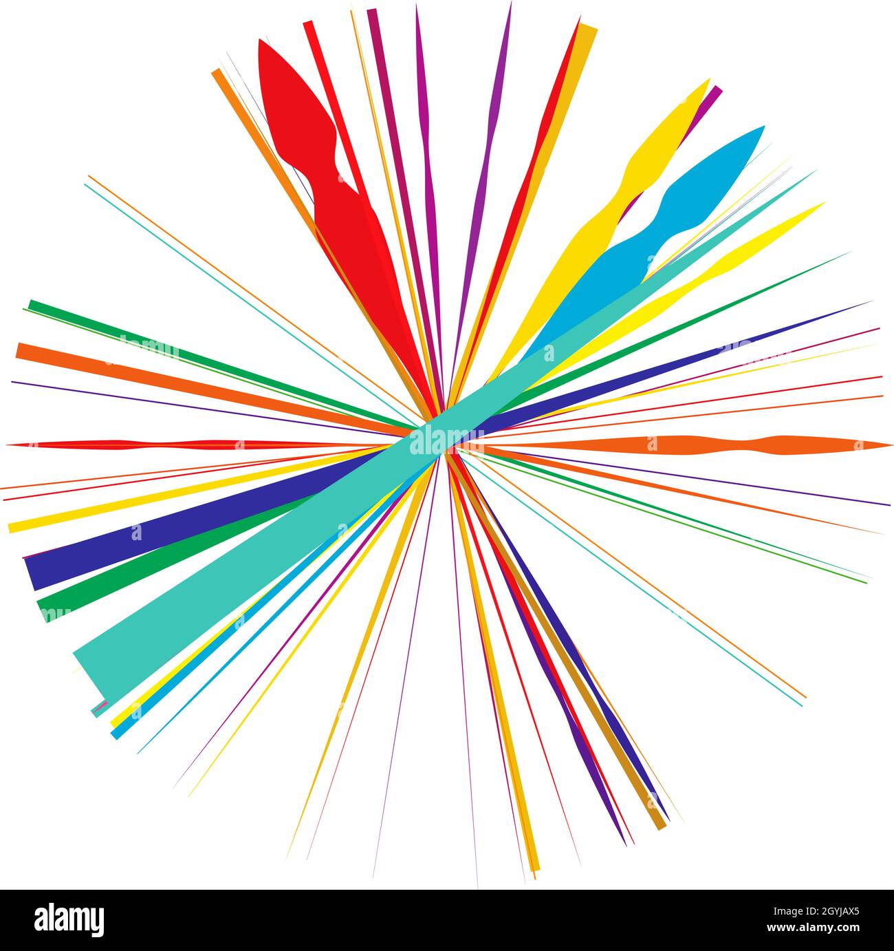 Radial, radiating lines, stripes abstract circular element. Rays, beams ...