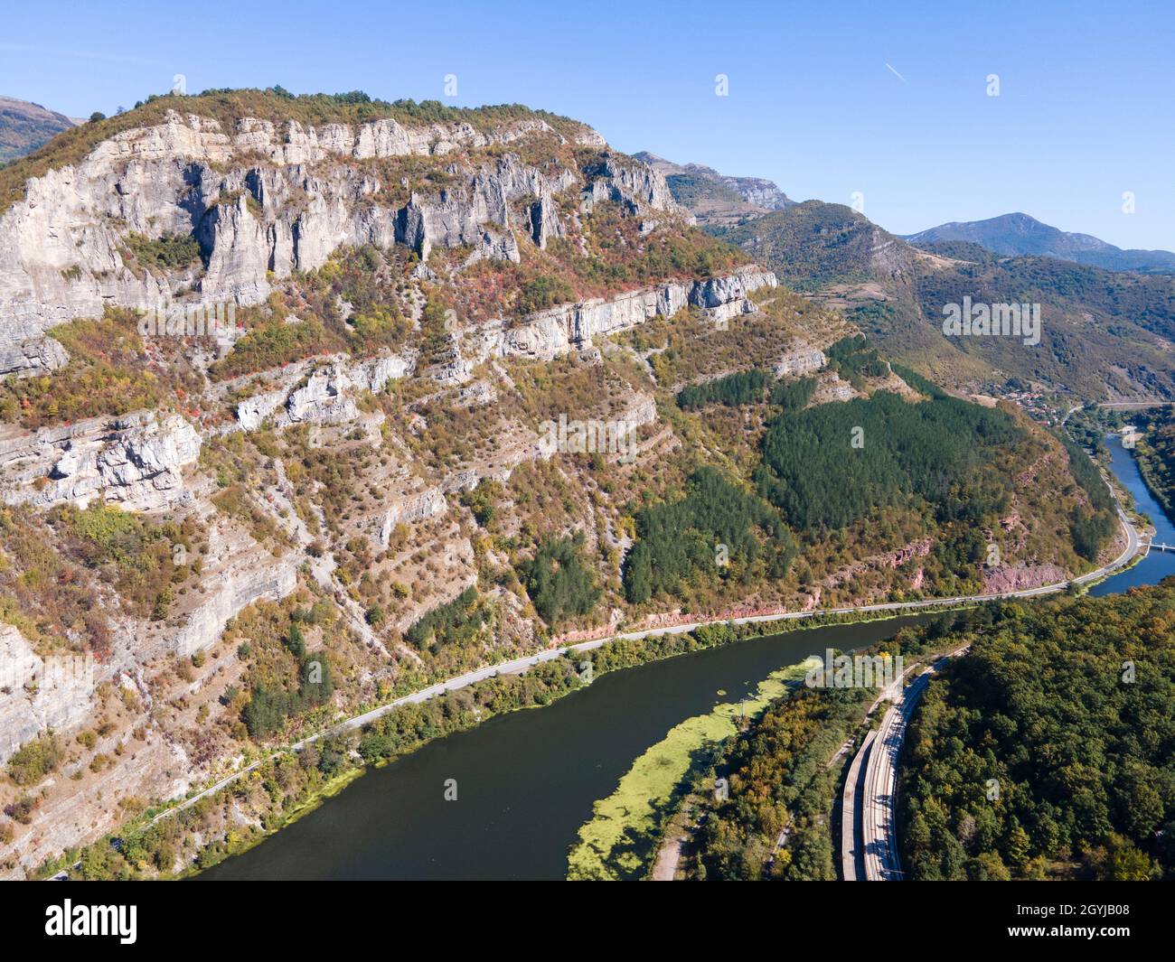 Aerial view of Iskar river Gorge, Balkan Mountains, Sofia Region ...