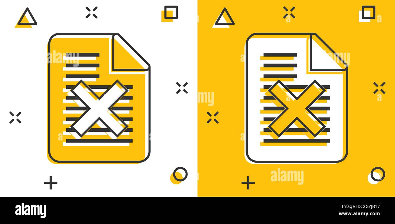 Document error icon in comic style. Broken report cartoon vector ...