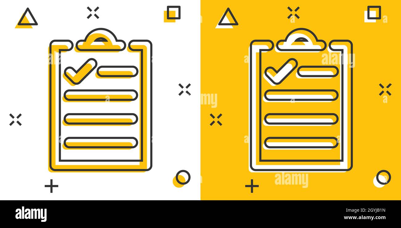 To do list icon in comic style. Document checklist cartoon vector ...