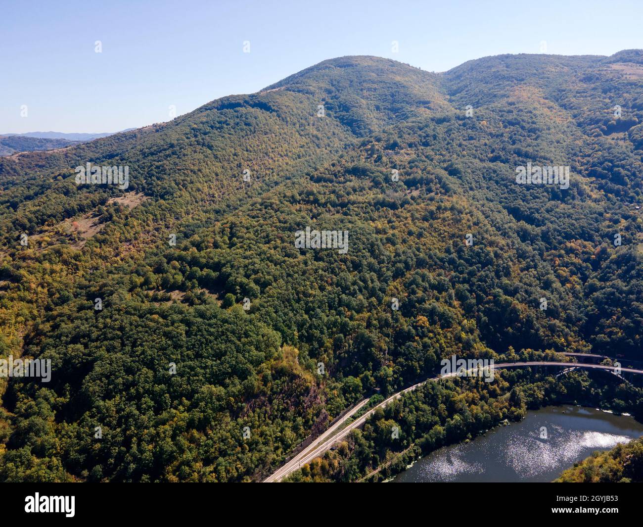 Aerial view of Iskar river Gorge, Balkan Mountains, Sofia Region ...