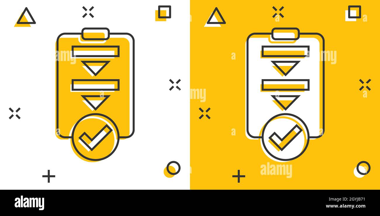 Procedure list icon in comic style. Document project cartoon vector ...