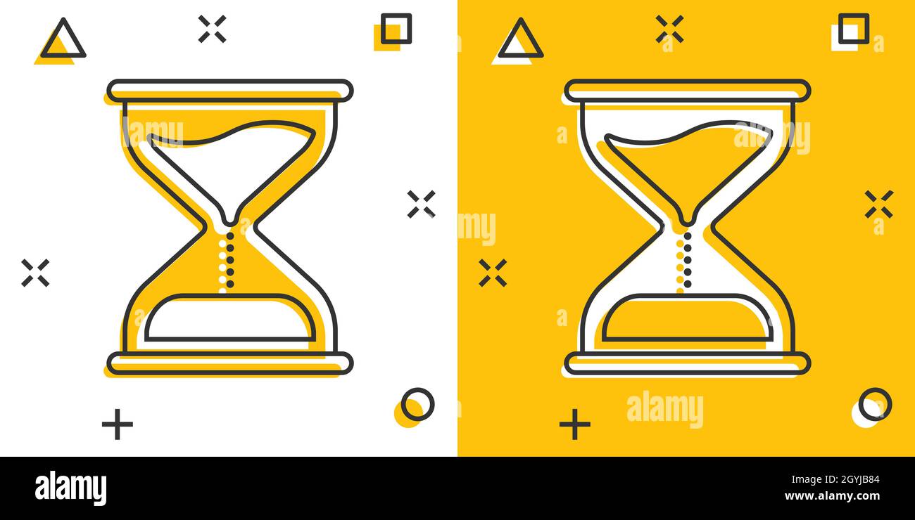 Hourglass icon in comic style. Sandglass cartoon vector illustration on ...