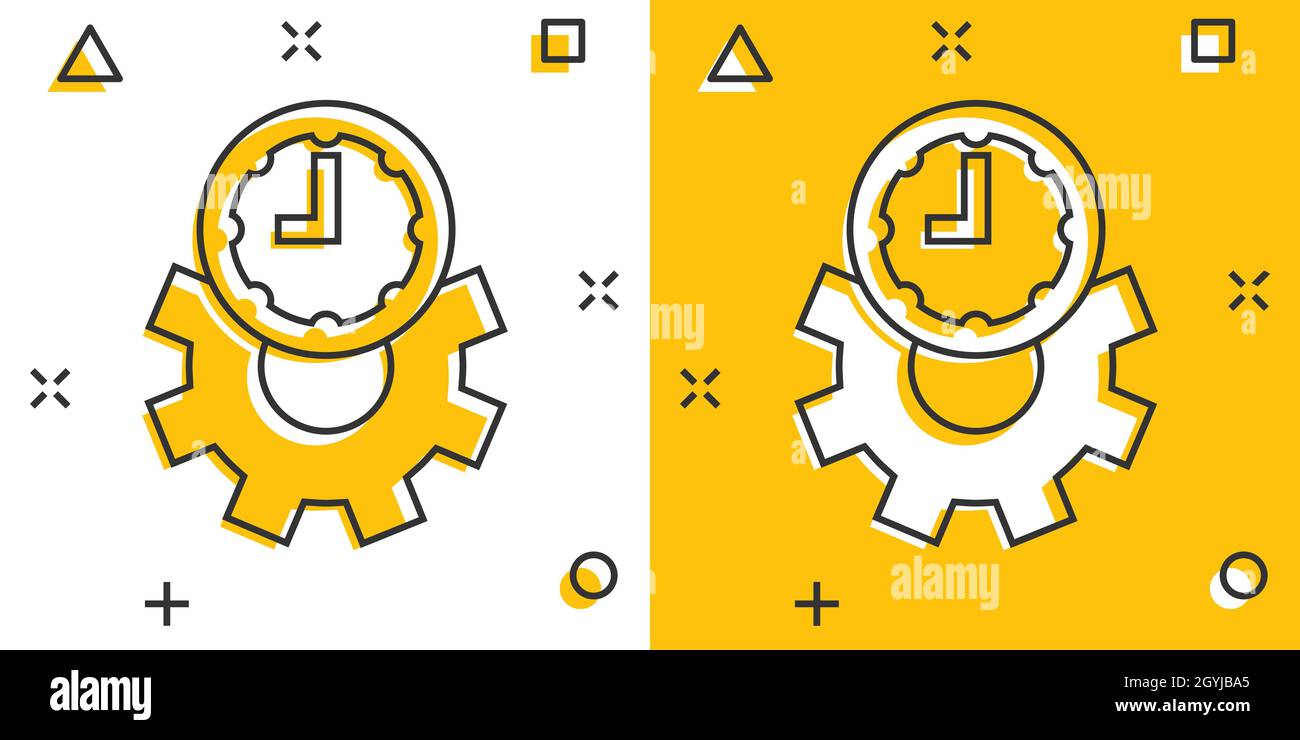 Improvement icon in comic style. Gear project cartoon vector ...