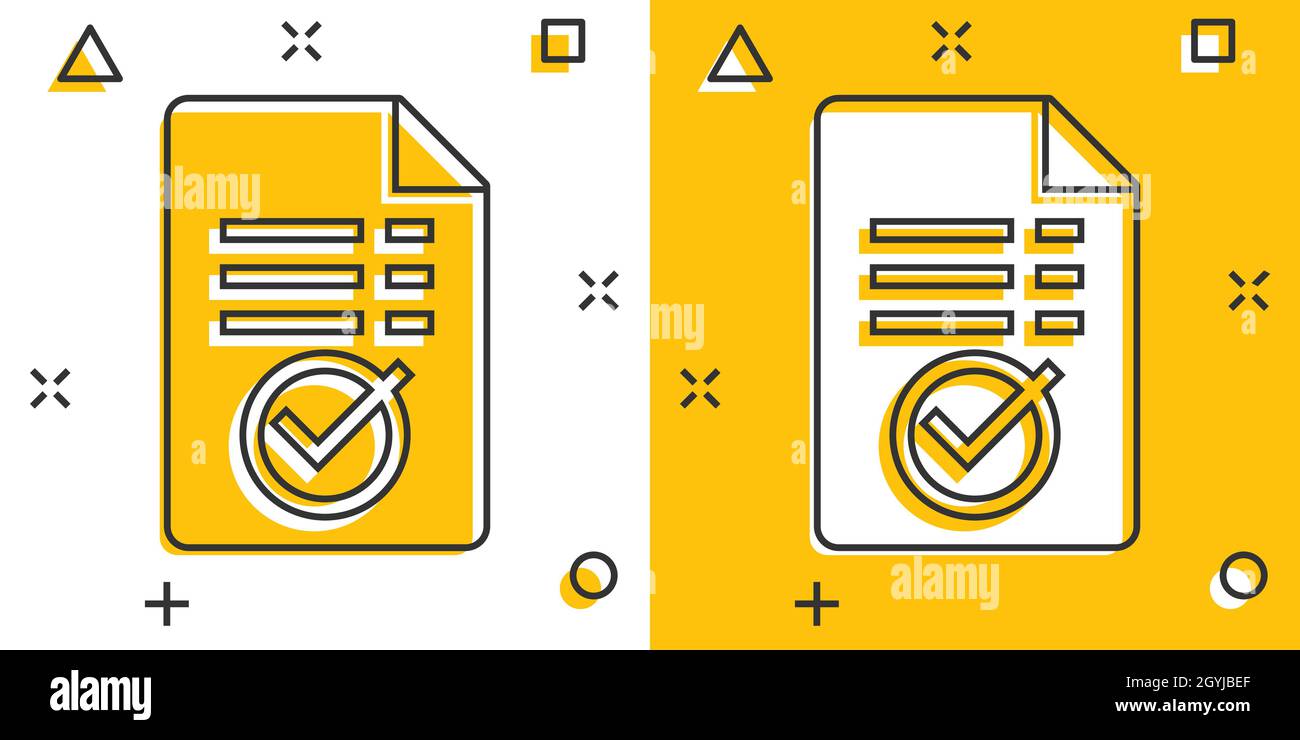 Approved document icon in comic style. Authorize cartoon vector ...