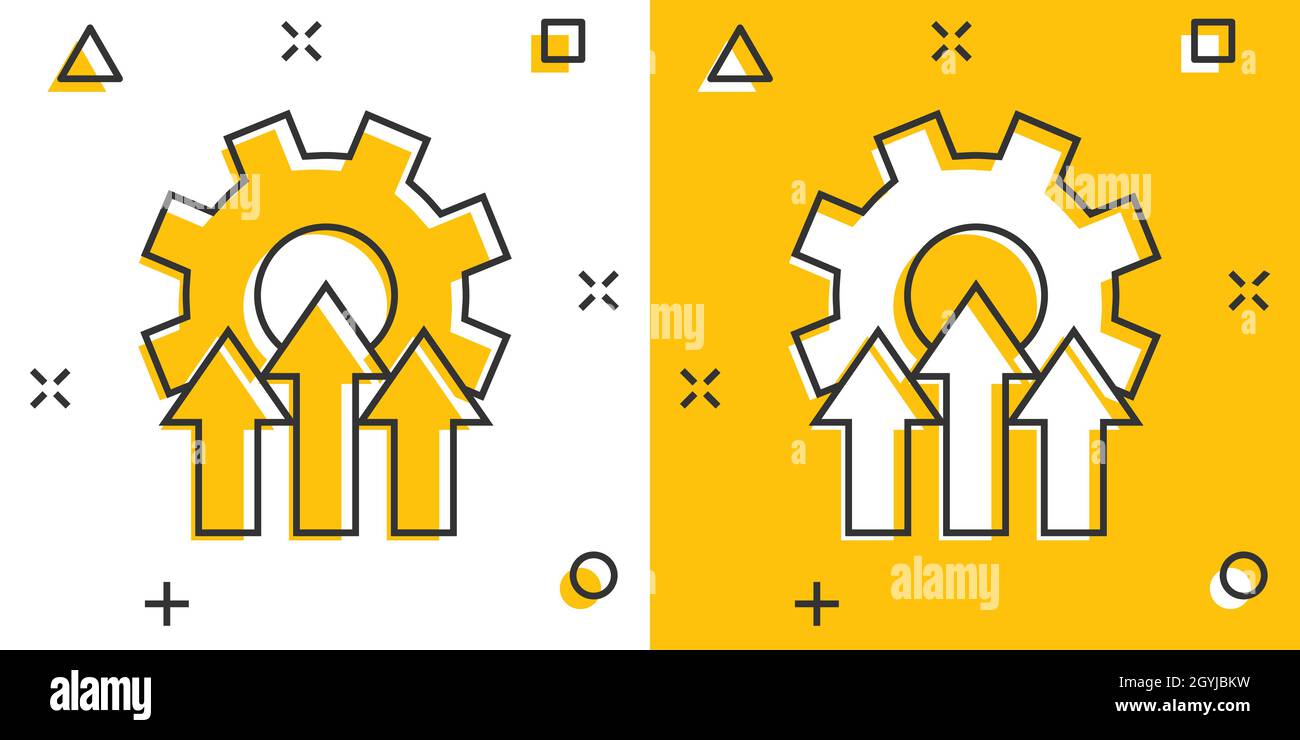 Improvement icon in comic style. Gear project cartoon vector ...