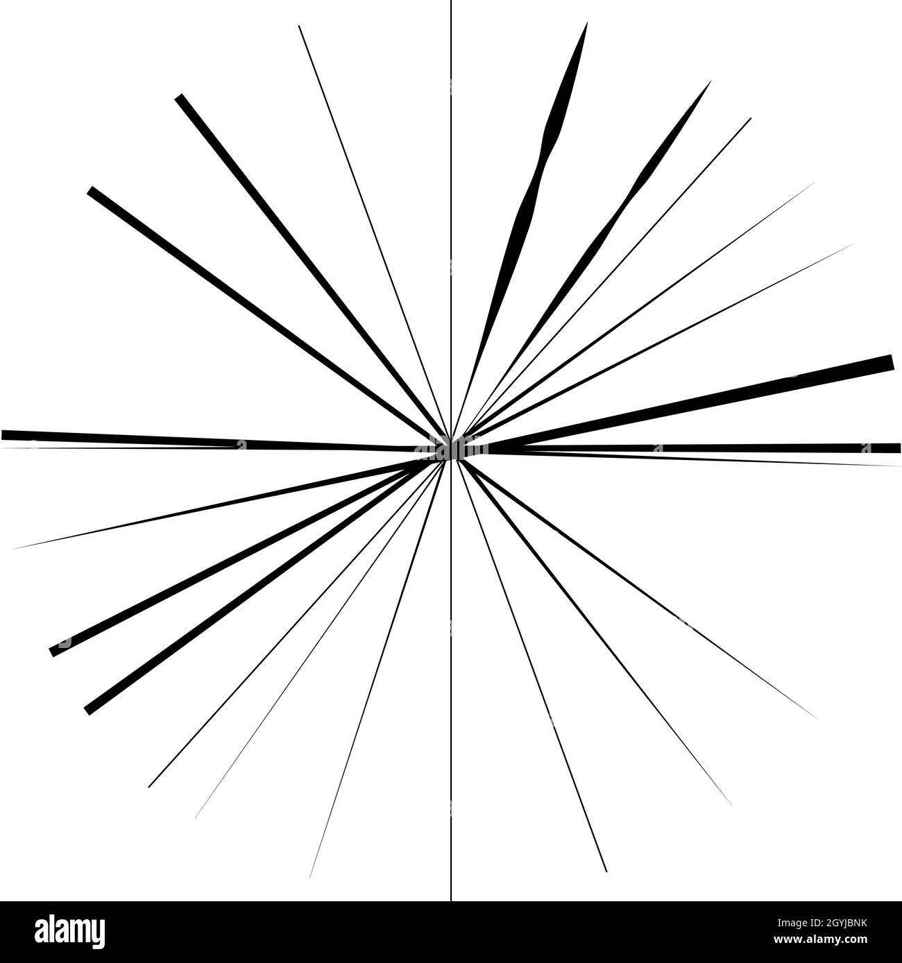 Radial, radiating lines, stripes abstract circular element. Rays, beams ...