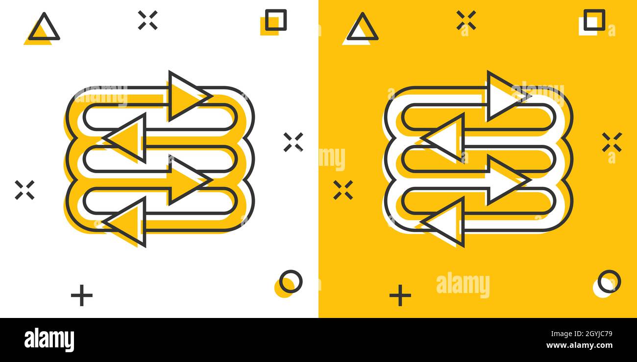 Arrow growth icon in comic style. Evolution cartoon vector illustration ...