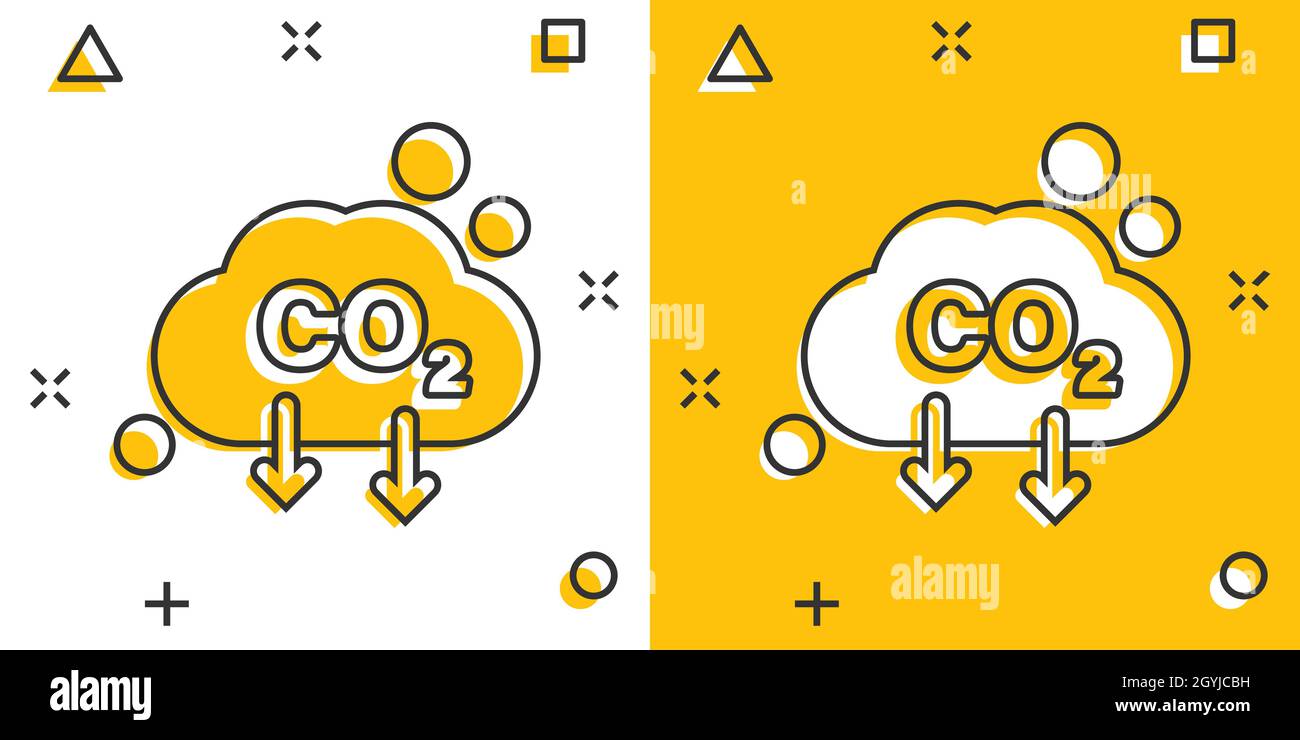 Co2 icon in comic style. Emission cartoon vector illustration on white ...