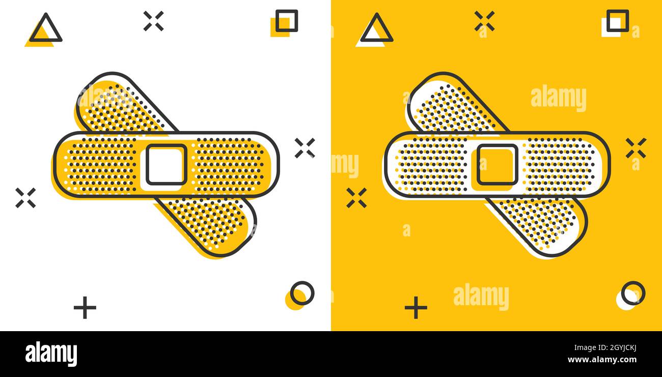 Bandage icon in comic style. Plaster cartoon vector illustration on ...
