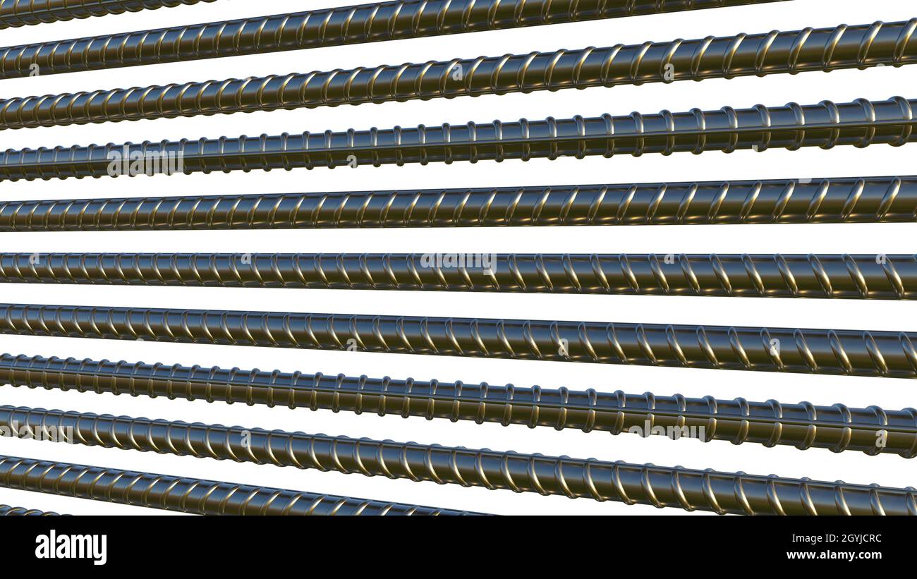 steel reinforcing bar background. isolated concept industrial 3D ...