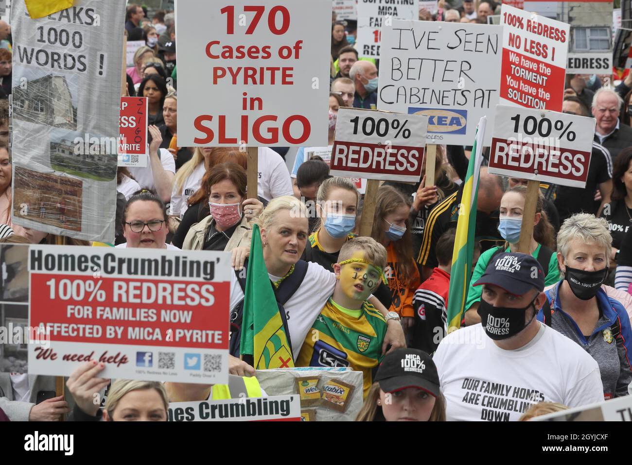 Demonstrators on O'Connell Street, Dublin take part in the protest in ...
