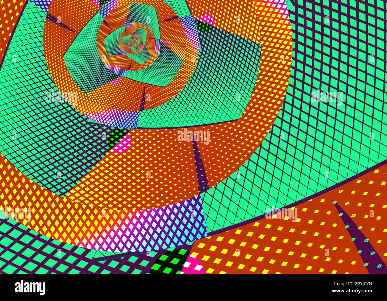 Abstract pattern of a spiral glitch trippy colors background Stock ...