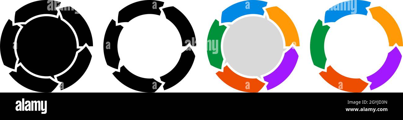Circular arrows for steps, stages, phases concepts. Cyclic, cycle ...