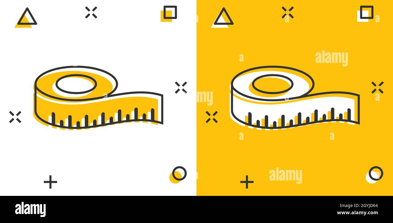 Measure tape icon in comic style. Ruler cartoon sign vector ...