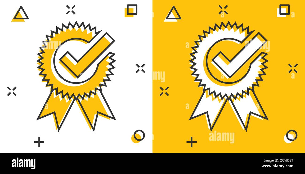 Winner icon in comic style. Rosette award cartoon vector illustration ...