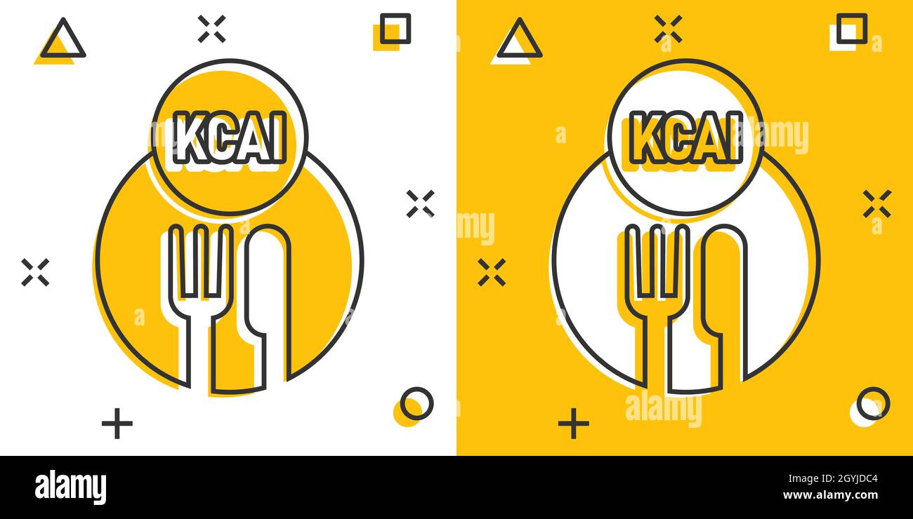 Kcal icon in comic style. Diet cartoon vector illustration on white ...