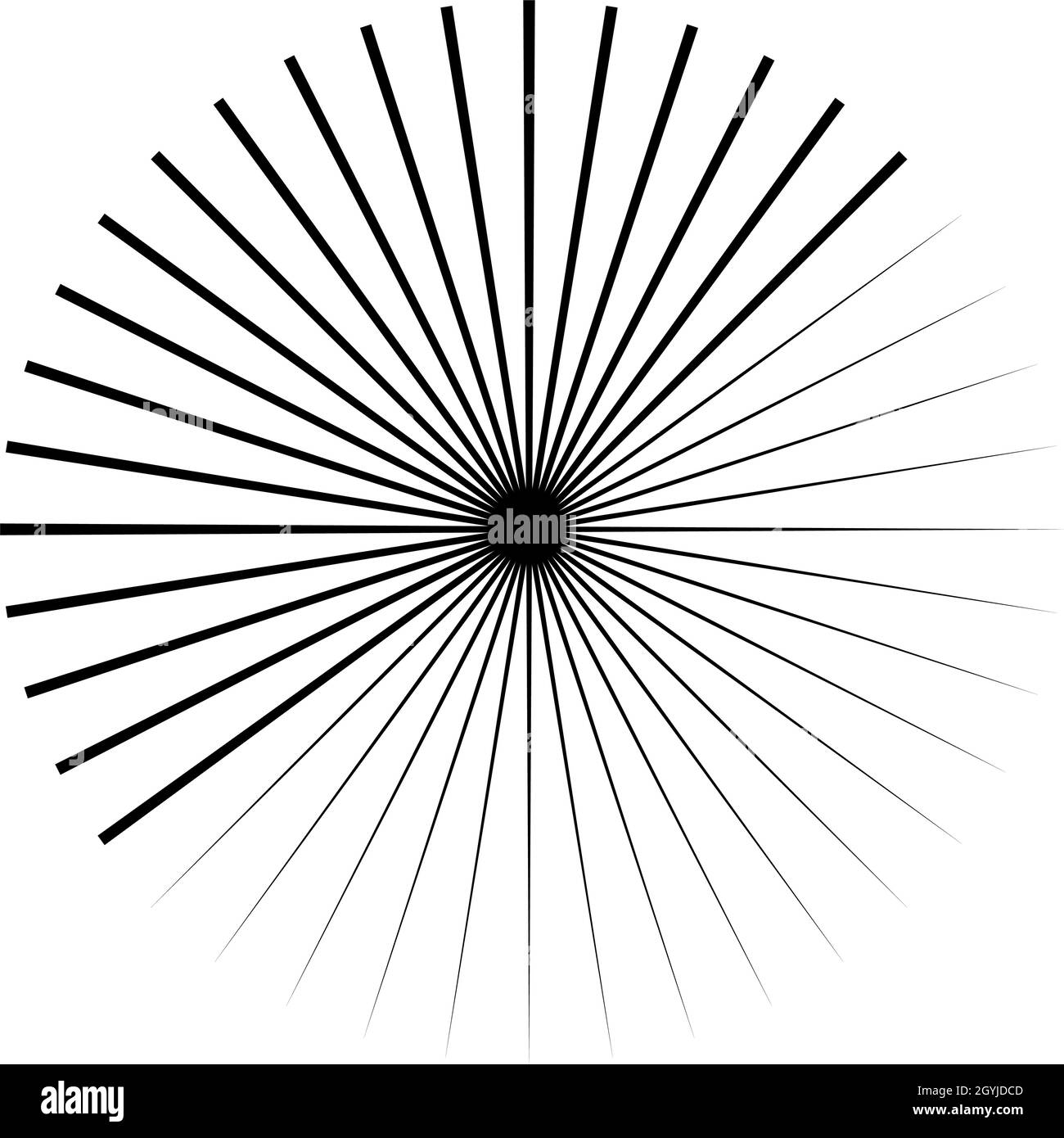 Radial, radiating lines, stripes abstract circular element. Rays, beams ...