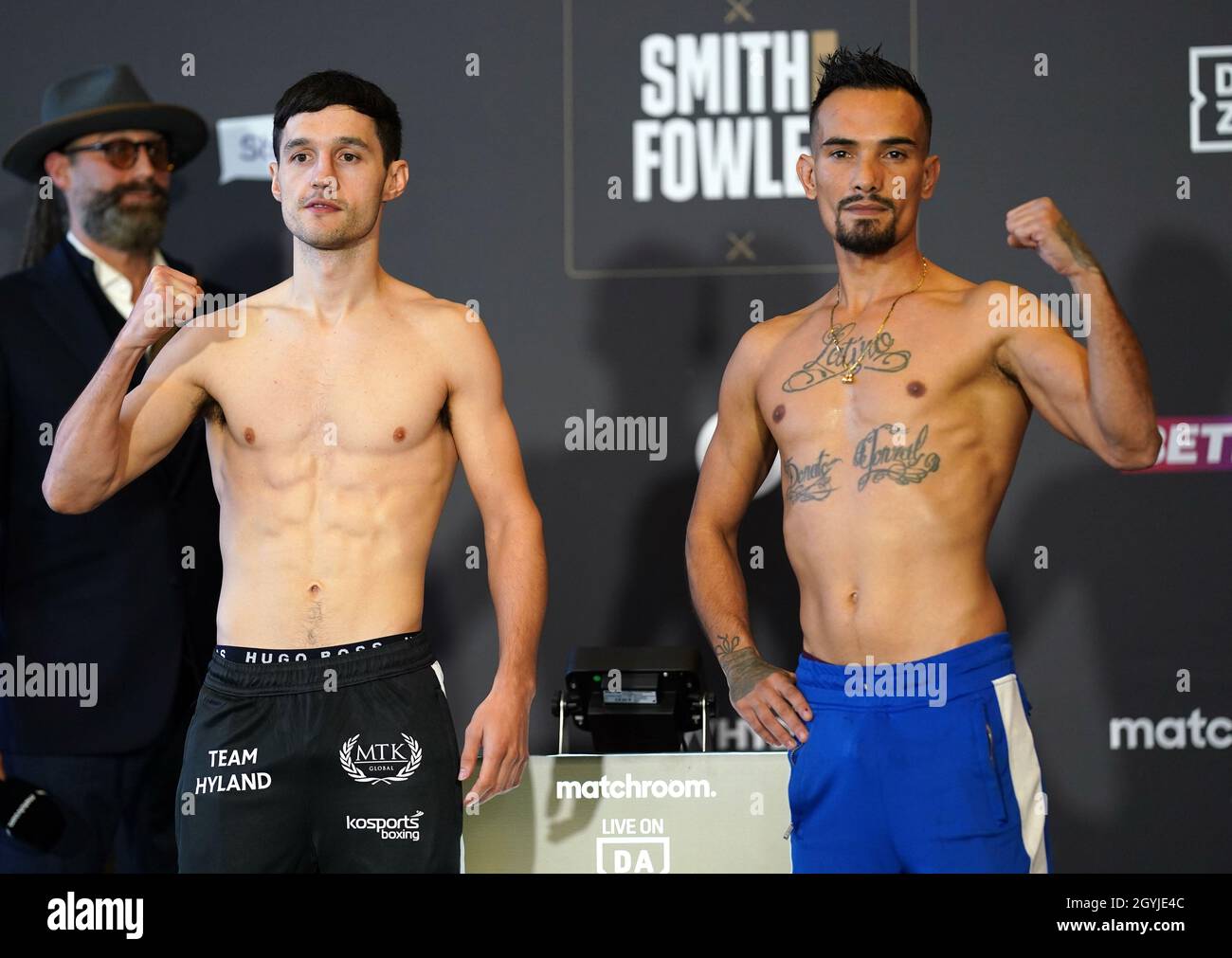 Blane Hyland and Santiago San Eusebio during a public weigh-in at the ...