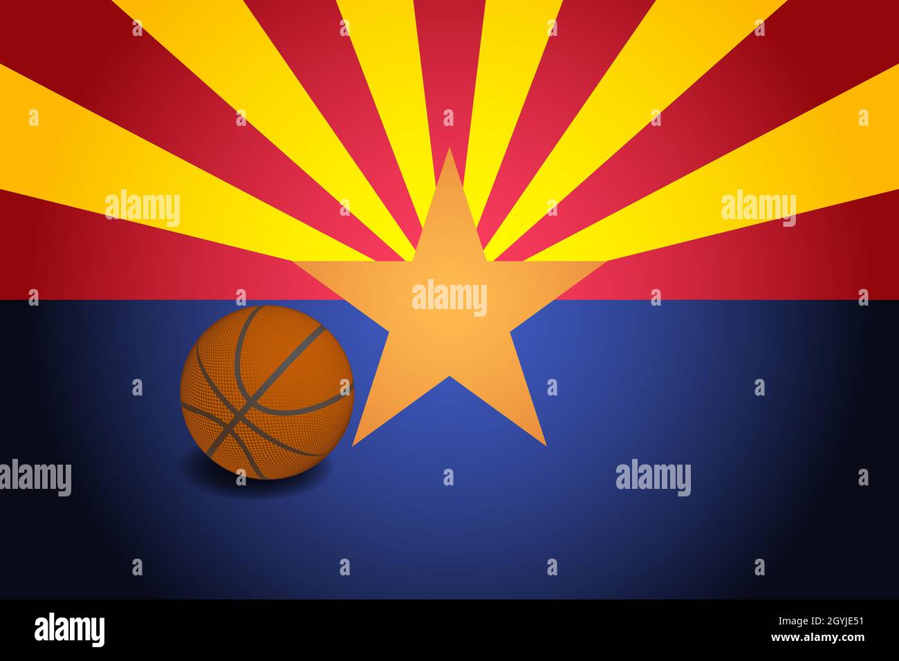 Arizona flag with realistic basketball ball, vector Stock Vector Image ...