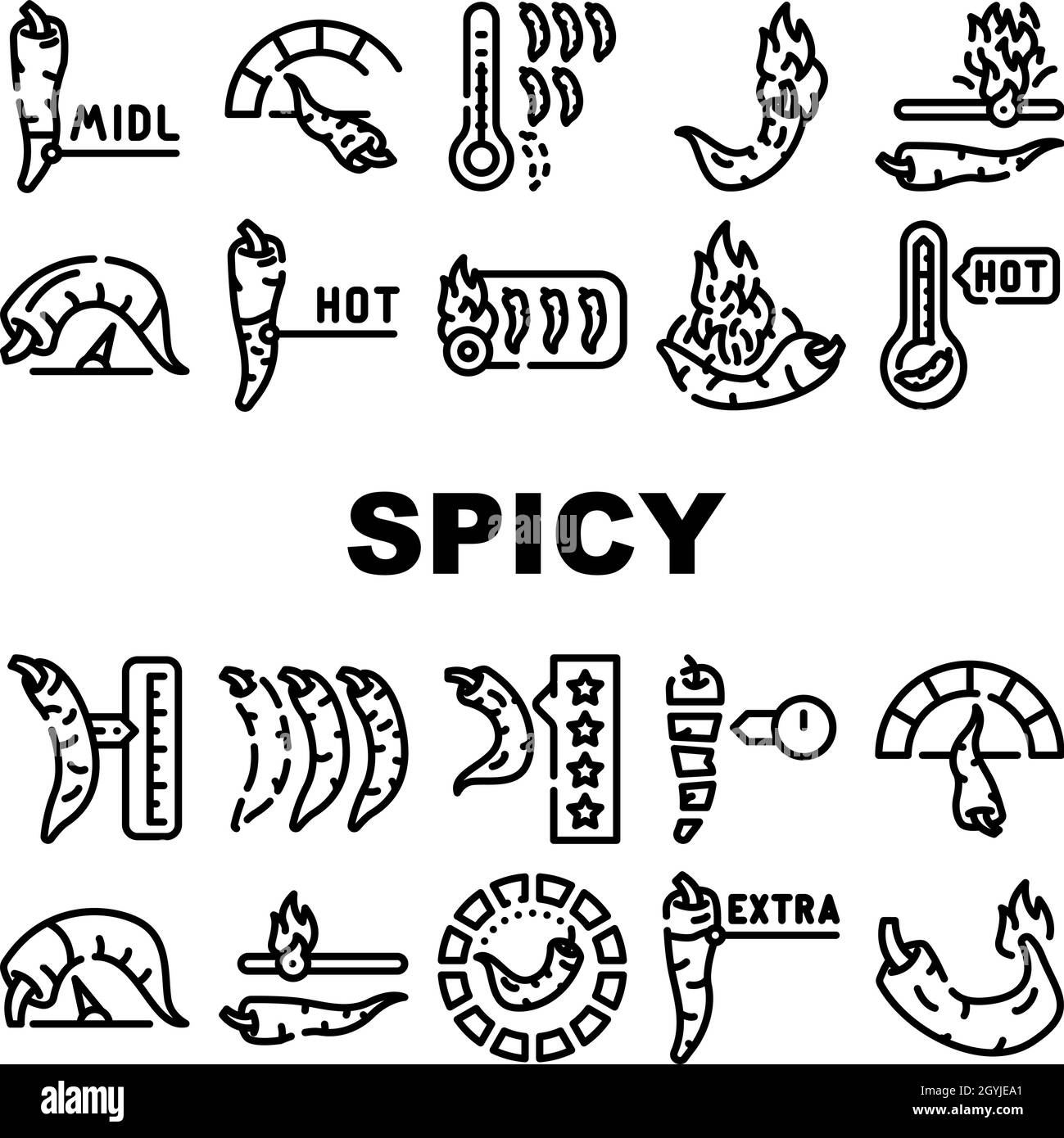 Spicy Pepper Different Scale Icons Set Vector Stock Vector Image & Art ...